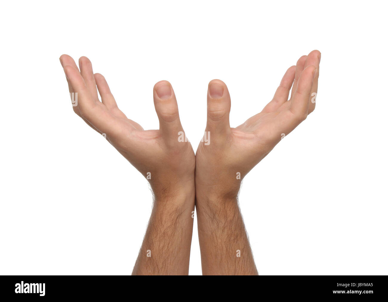 Two male hands isolated on white background Stock Photo - Alamy