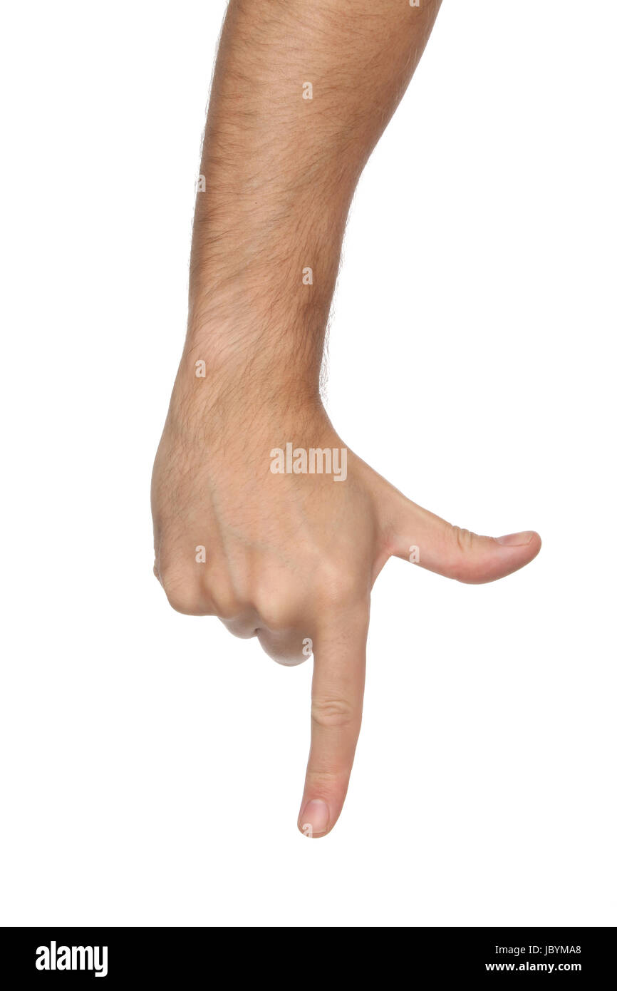 Male hand sign isolated on white background Stock Photo - Alamy