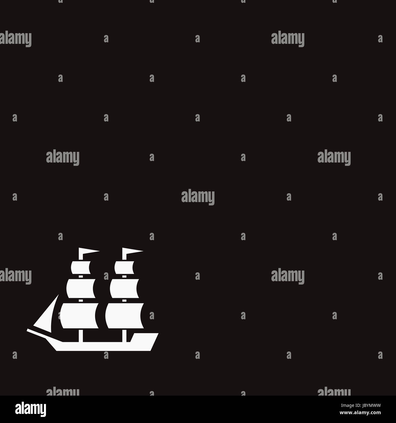 illustration of abstract design of ship of white color on black ...