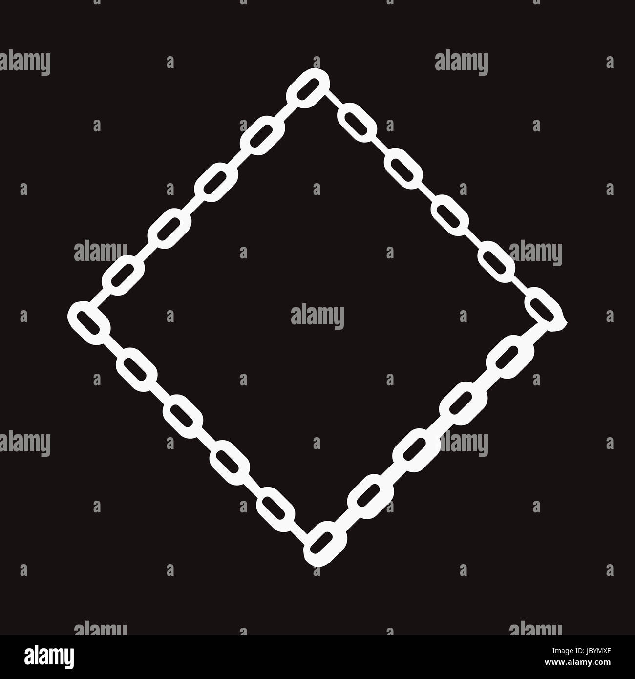 illustration of abstract design of square chain of white color on black ...