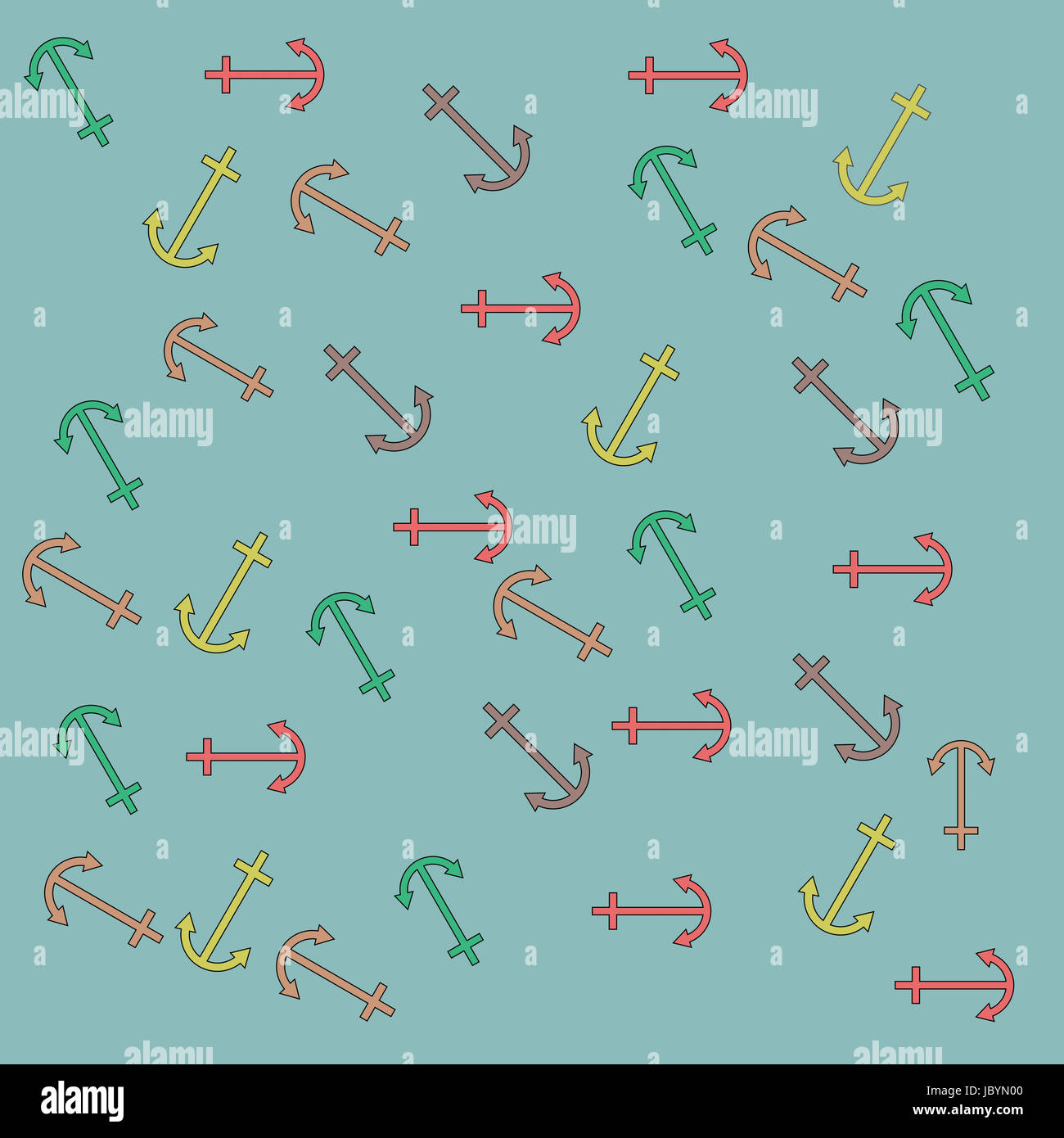illustration of abstract design of anchor of various colors on plain ...