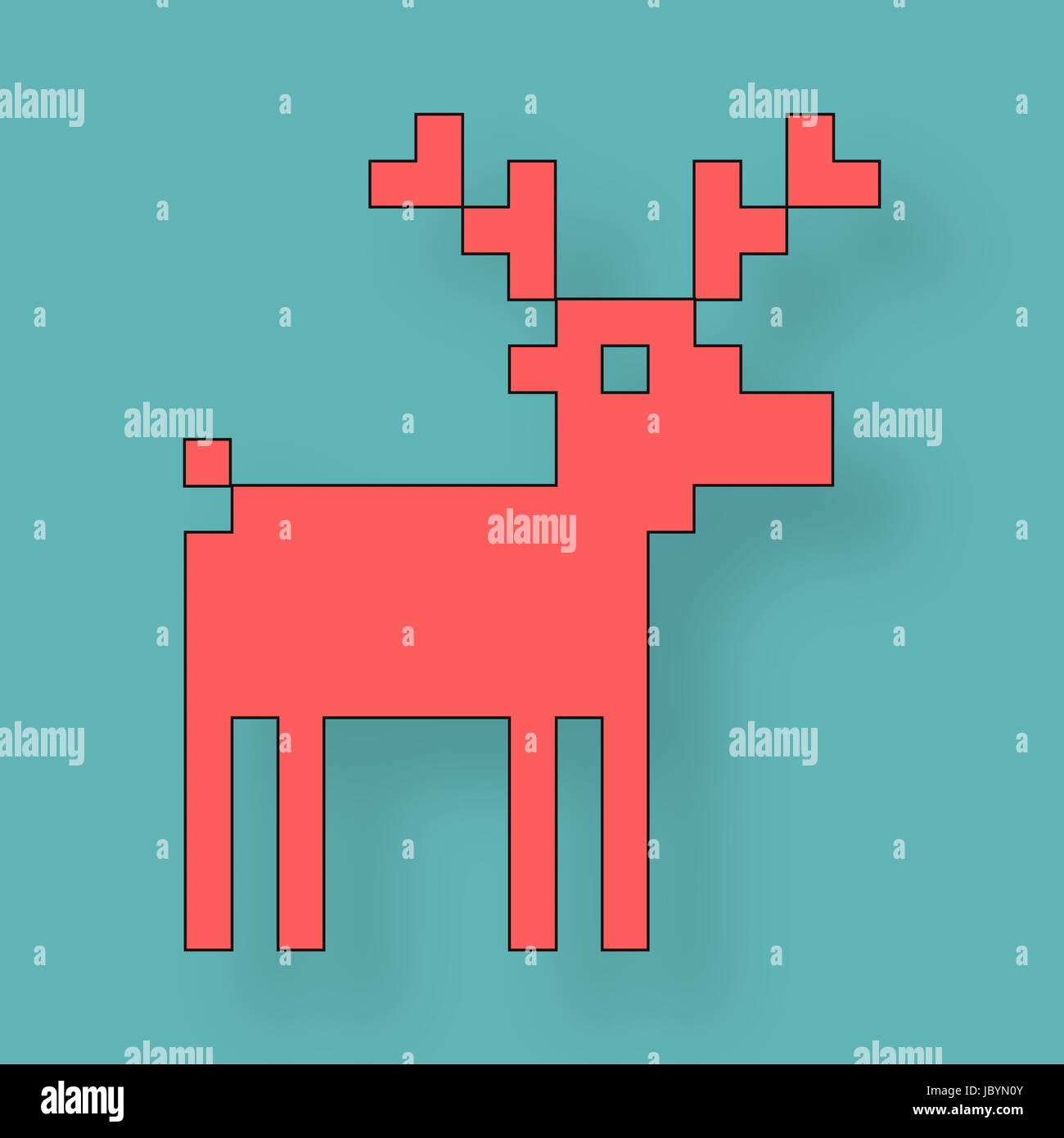 illustration of 8 bit rein deer isolated on plain background Stock ...