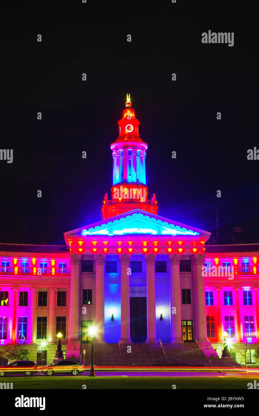 Denver city hall at the night time Stock Photo - Alamy