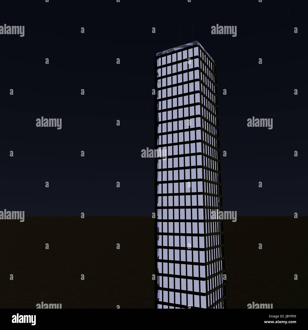 Skyscraper in the night sky, 3d render Stock Photo - Alamy