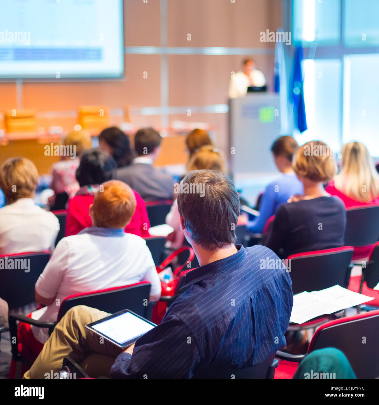 Business Conference and Presentation. Audience at the conference hall ...