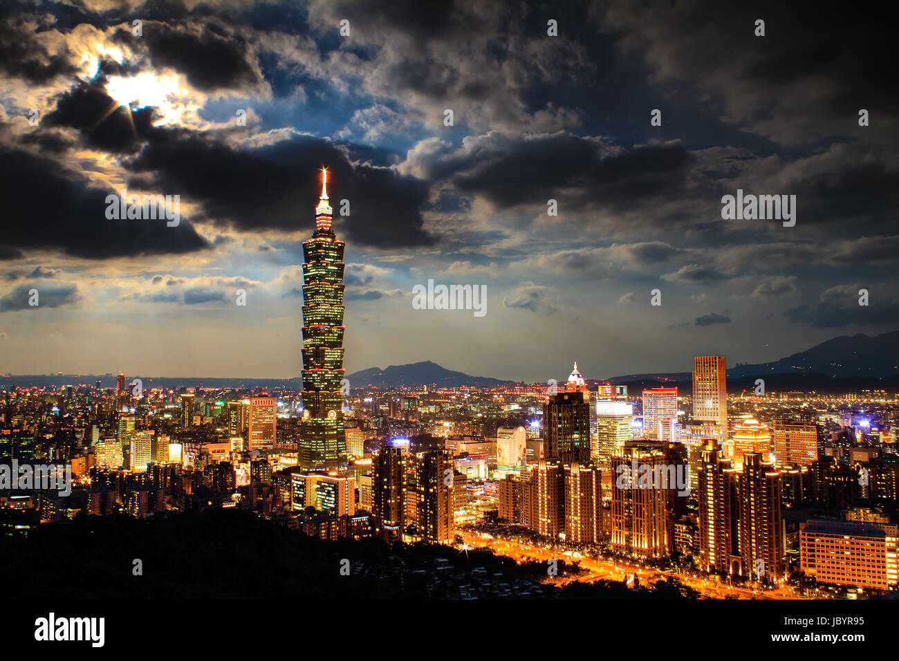 Skyline of Xinyi District in downtown Taipei, Taiwan for adv or others ...