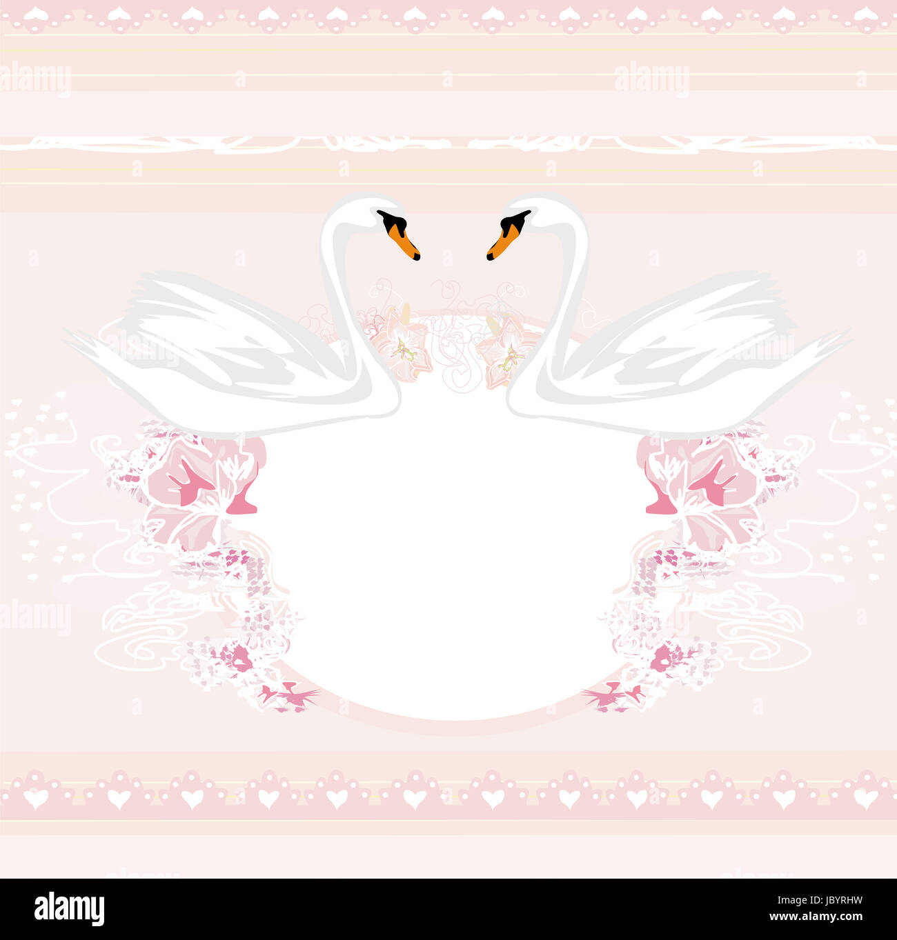 Wedding card with two romantic swans Stock Photo - Alamy