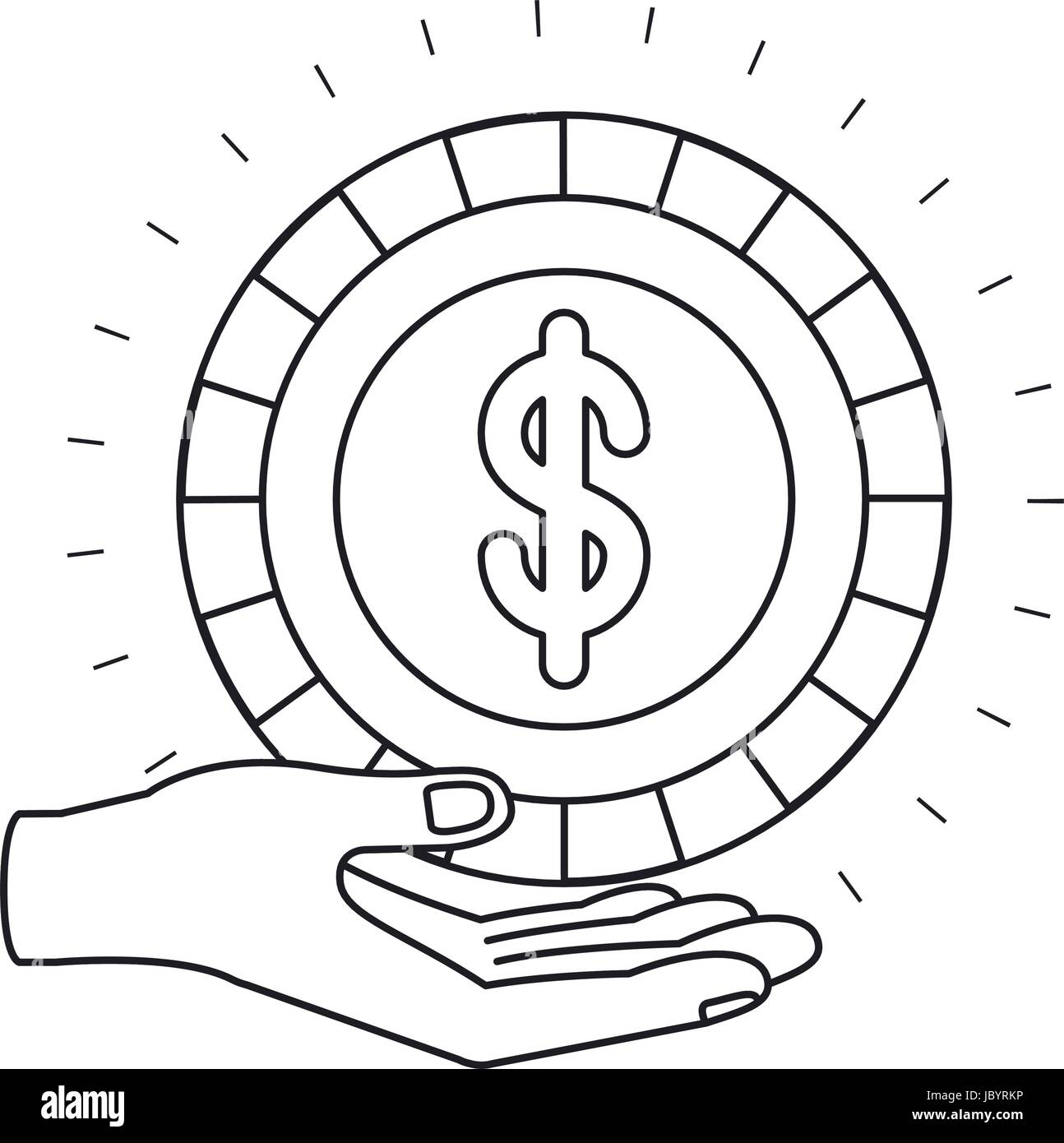 silhouette hand palm giving a coin with dollar symbol Stock Vector ...