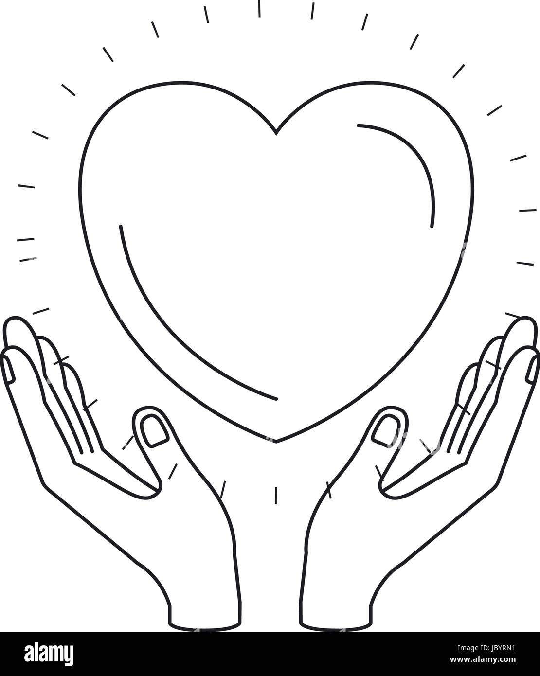 silhouette hands with floating heart charity symbol Stock Vector Image ...