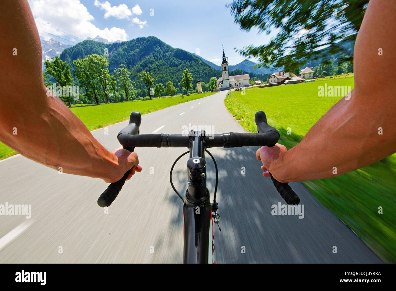 Road cycling wide angle speed shoot Stock Photo - Alamy
