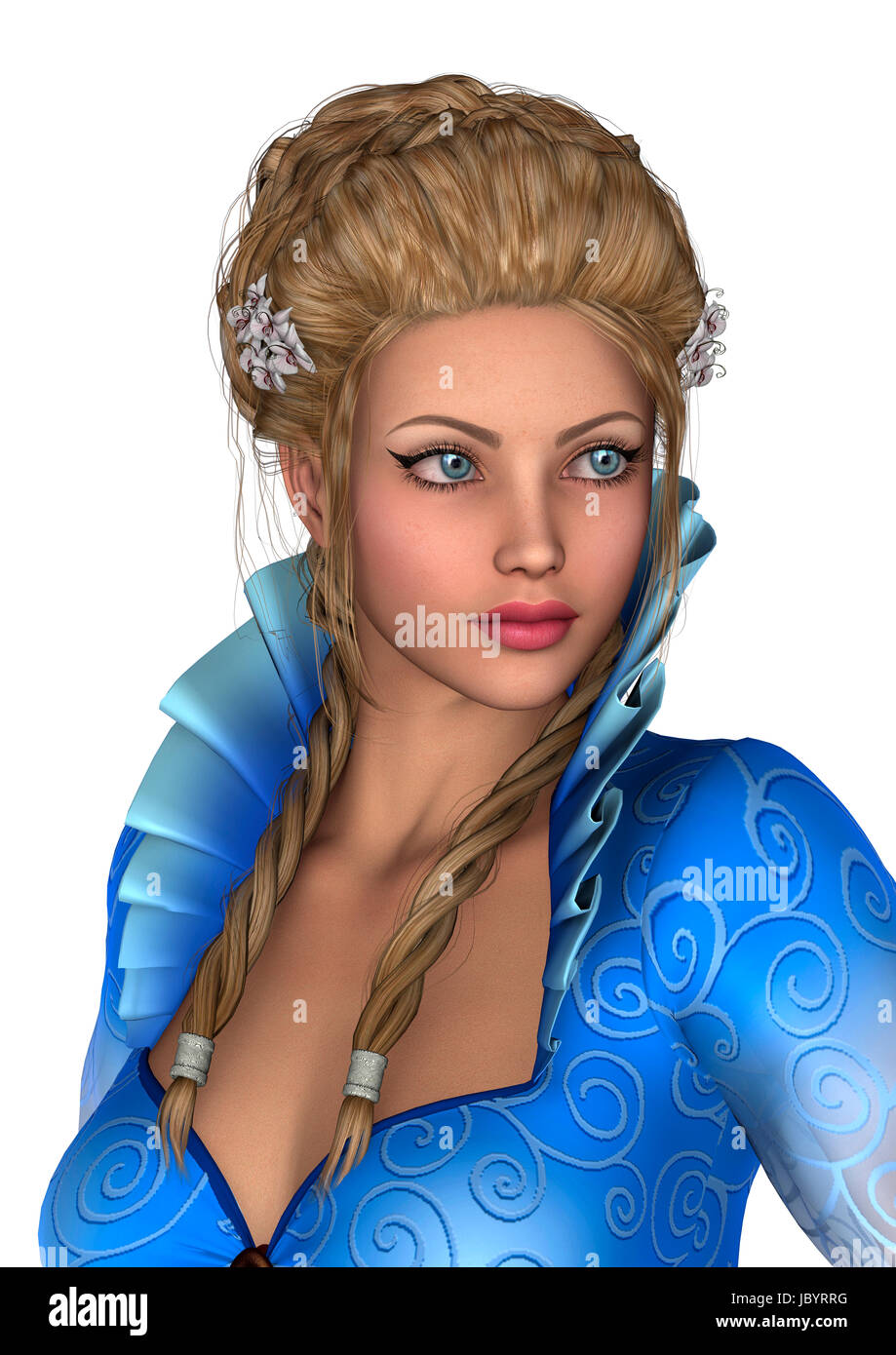 3D digital render of a beautiful fairy tale princess isolated on white ...