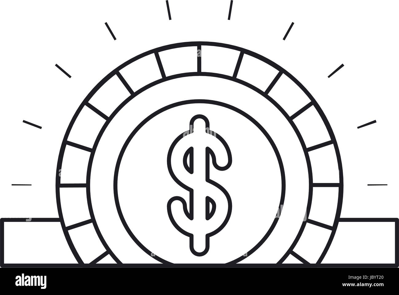 silhouette closeup flat coin with dollar symbol depositing in ...