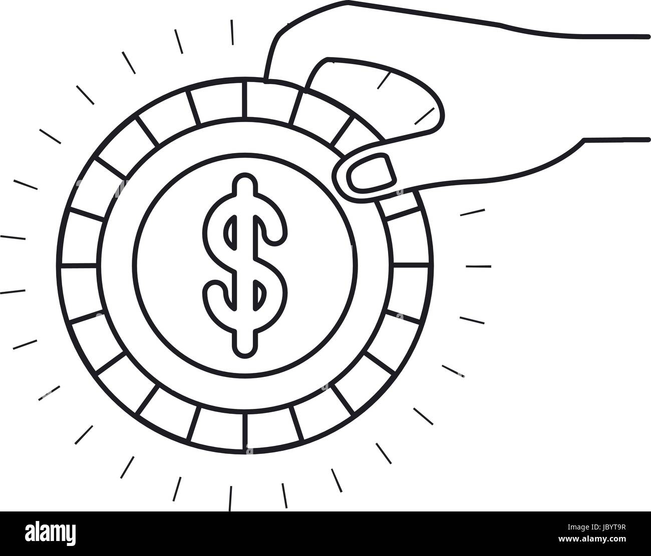 silhouette side view of hand holding a coin with dollar symbol inside ...