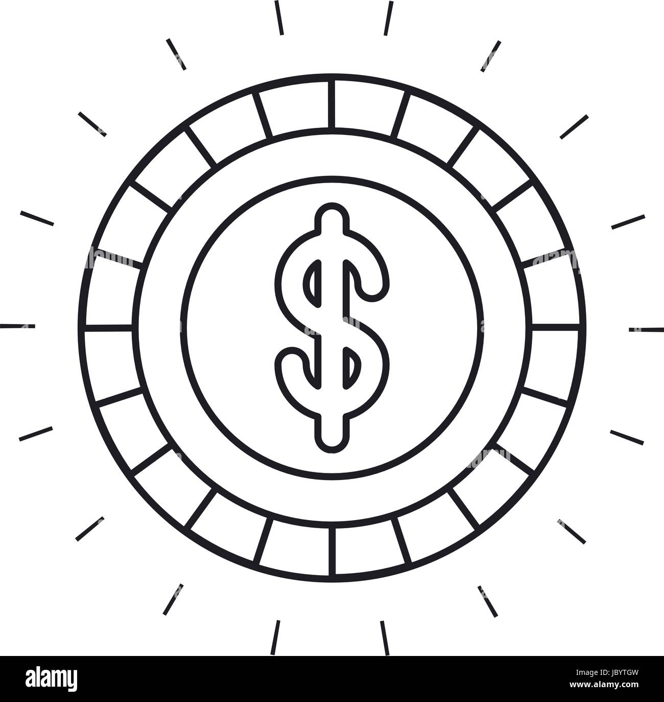 silhouette front view coin with dollar symbol inside Stock Vector Image ...