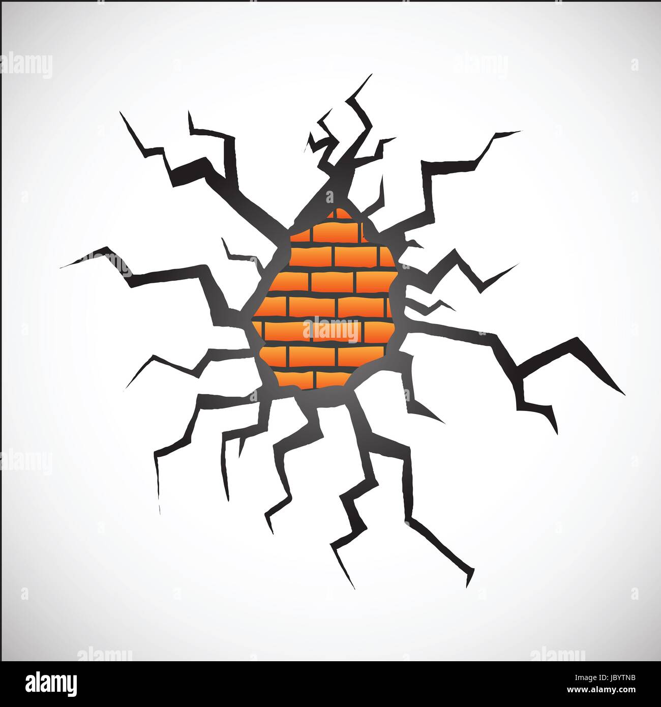 colorful illustration wall with crackl on white background for your ...