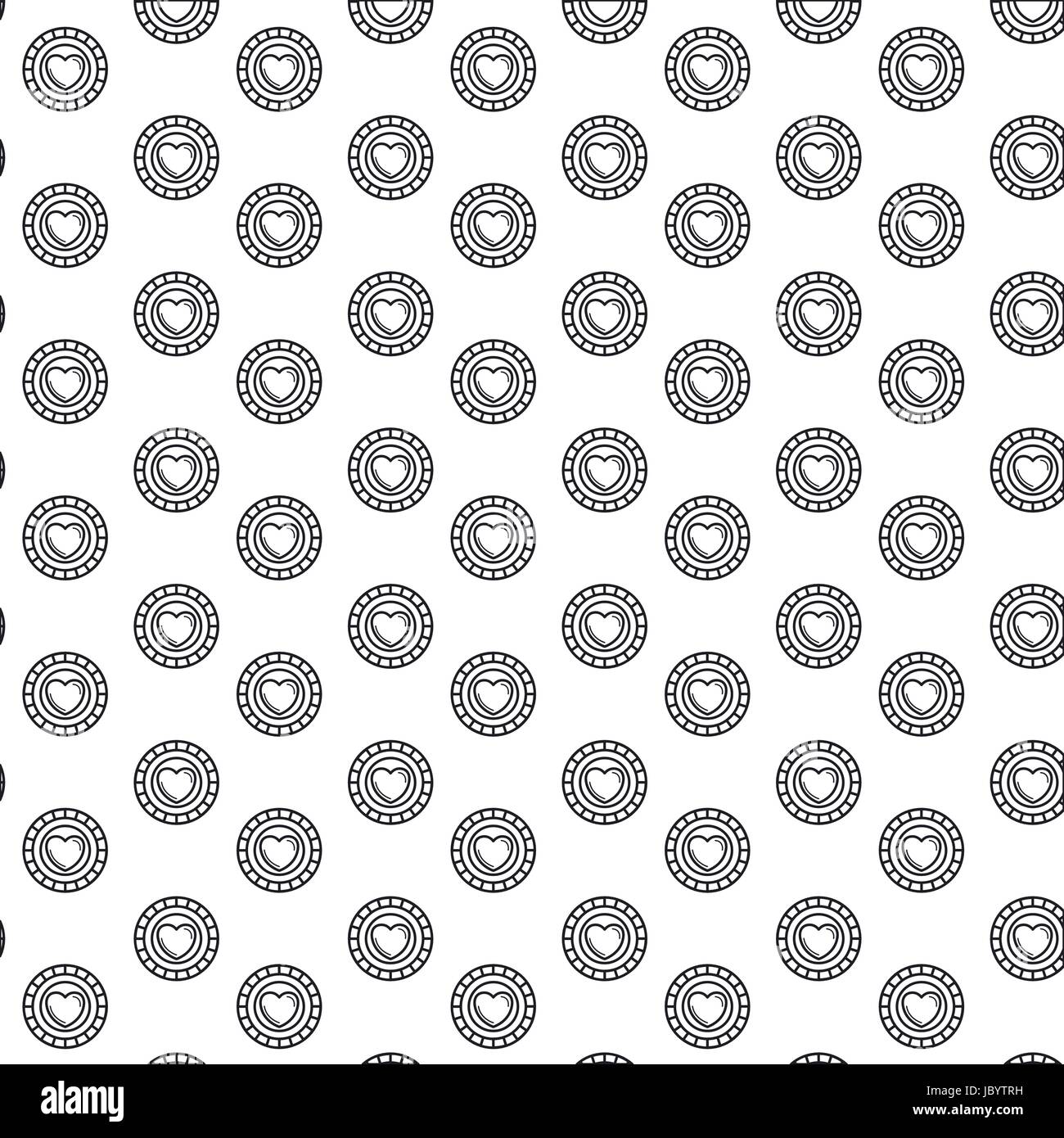 silhouette pattern coins with heart symbol inside Stock Vector Image ...
