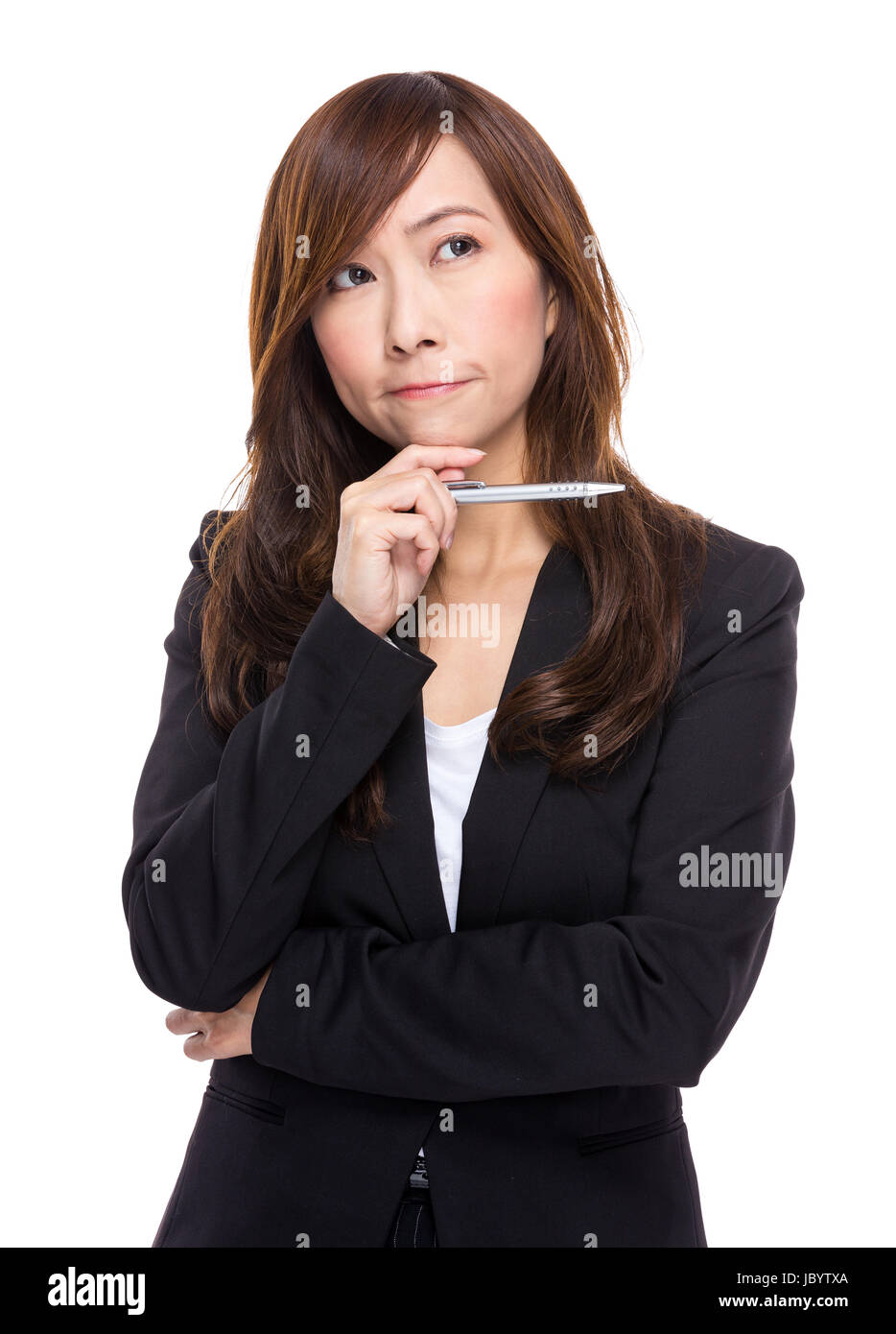 Business woman think of idea Stock Photo - Alamy