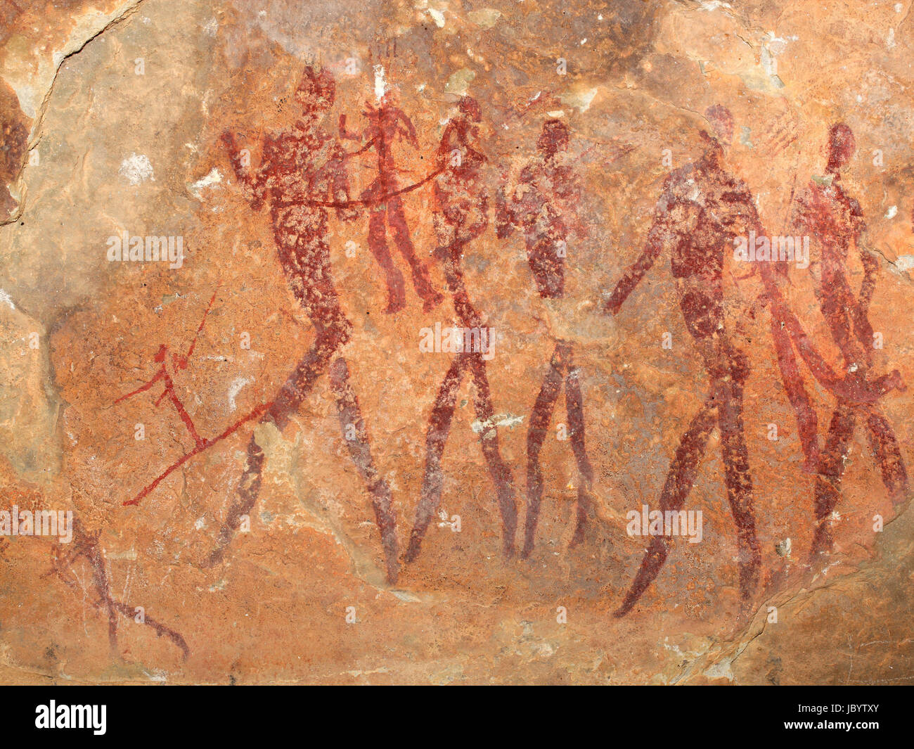 Bushmen (san) rock painting depicting human figures, South Africa Stock ...
