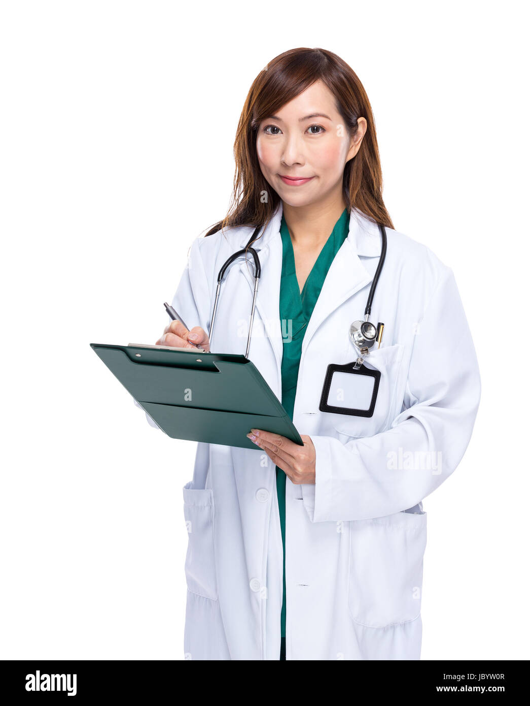 Female doctor write on clipboard Stock Photo - Alamy