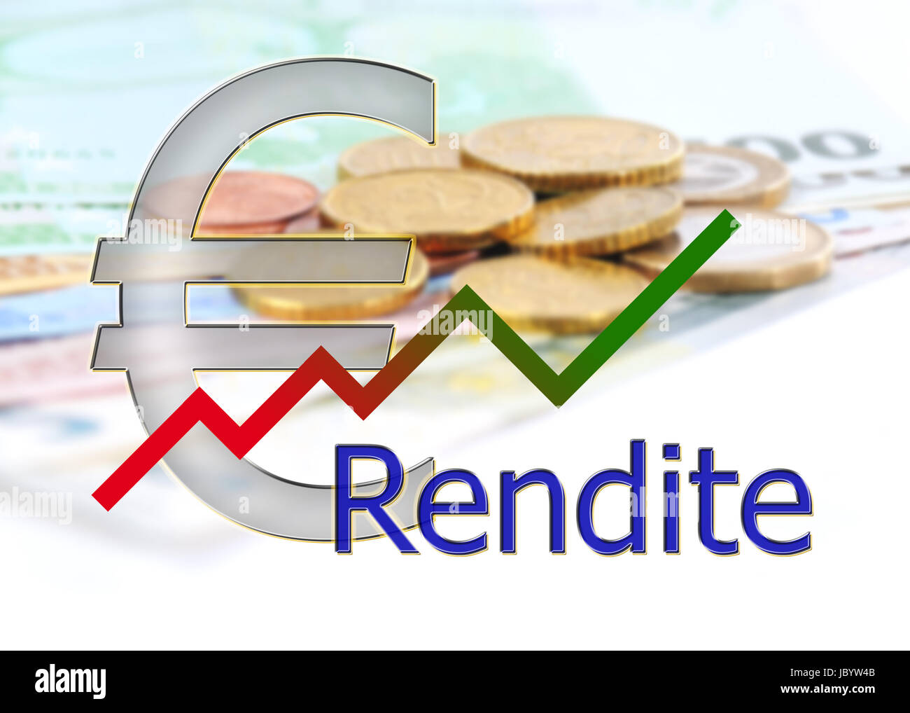 Diagramm aufsteigend Rendite mit Farbverlauf und Euro Symbol Stock ...