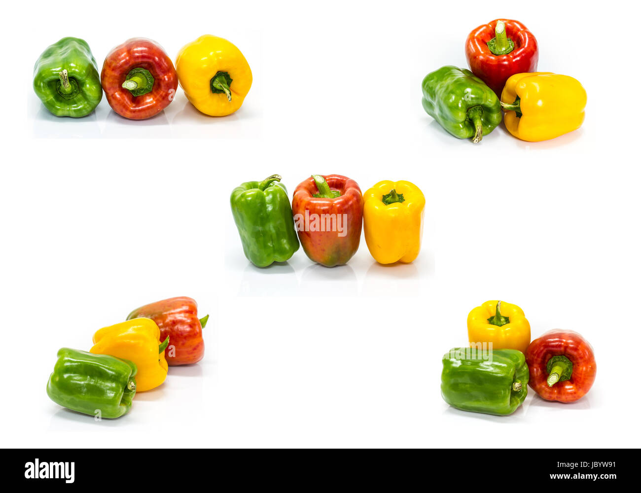 set of colored peppers over white background, Fresh vegetables sweet ...