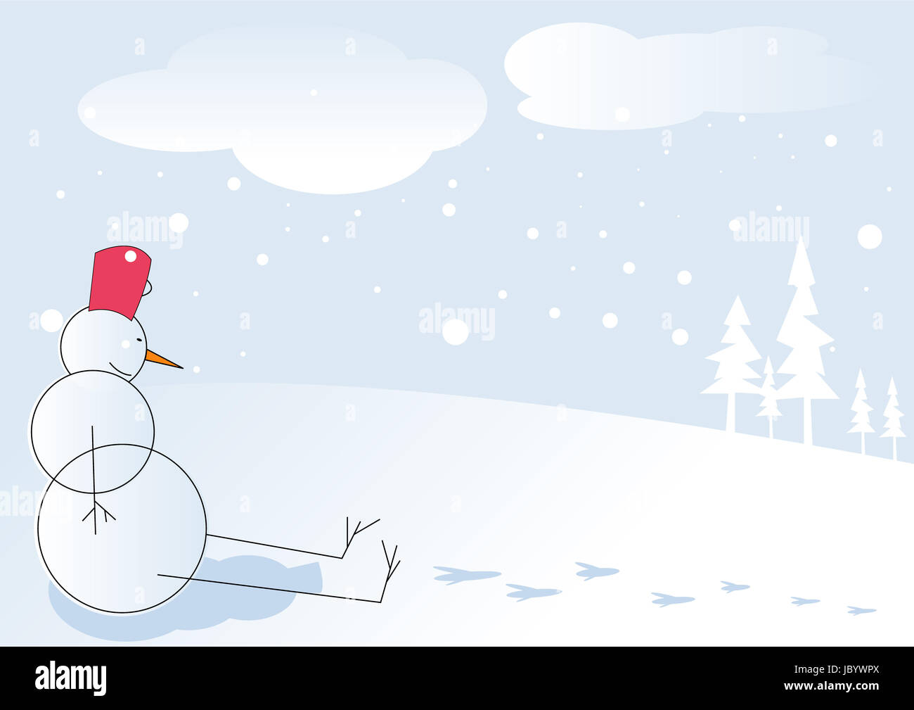 Snowman relaxing after long day Stock Photo - Alamy