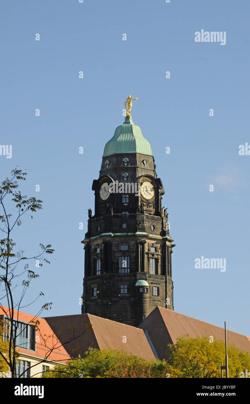 Turm ,Neues Rathaus, Dresden, rathausturm, rathaus, sachsen, bauwerk ...