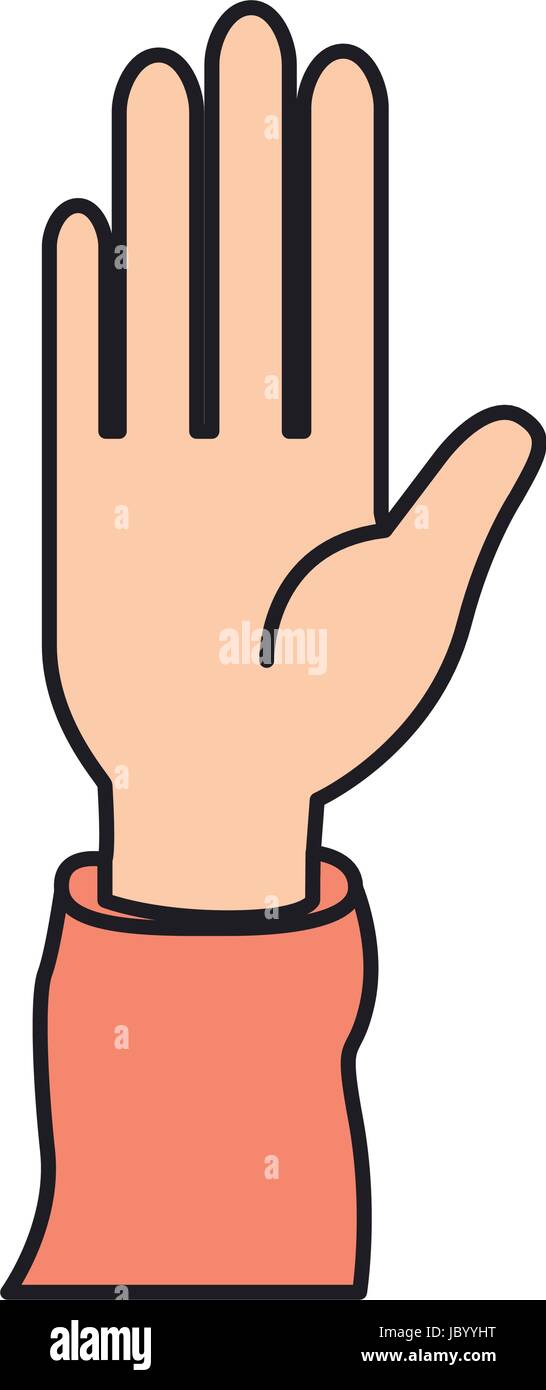 colorful silhouette front view right palm hand extended up for greeting ...