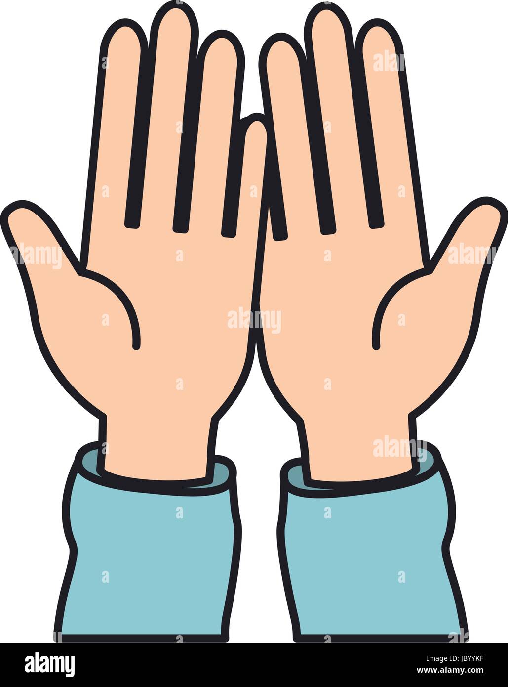colorful silhouette front view opened hands of symbol of receiving ...