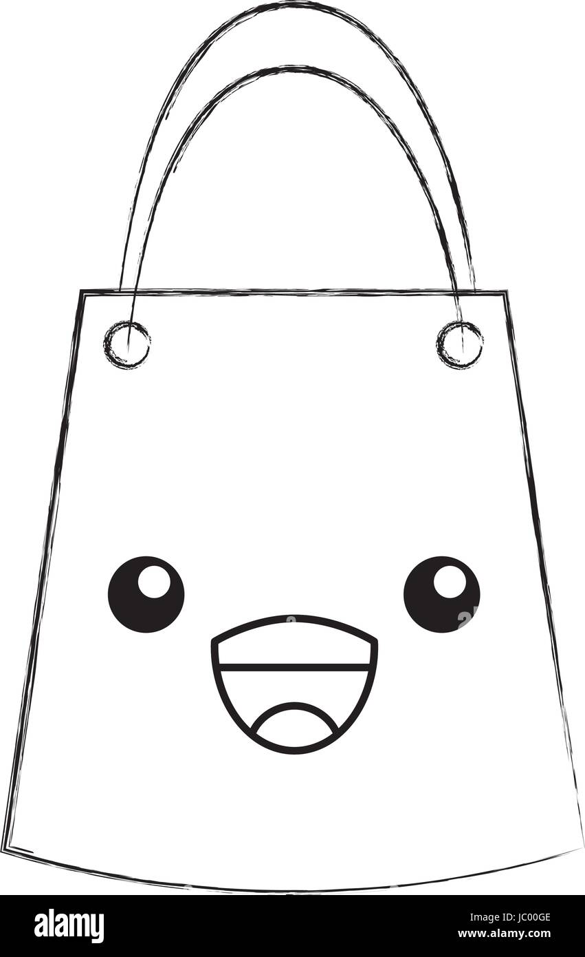 Cartoon character shopping bag Black and White Stock Photos & Images ...