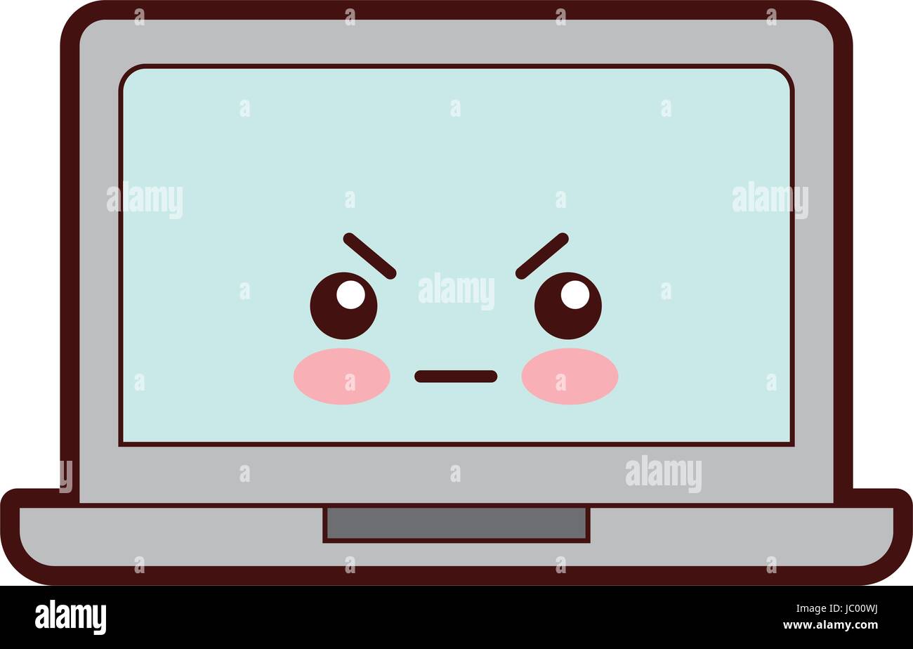 laptop computer kawaii character Stock Vector Image & Art - Alamy