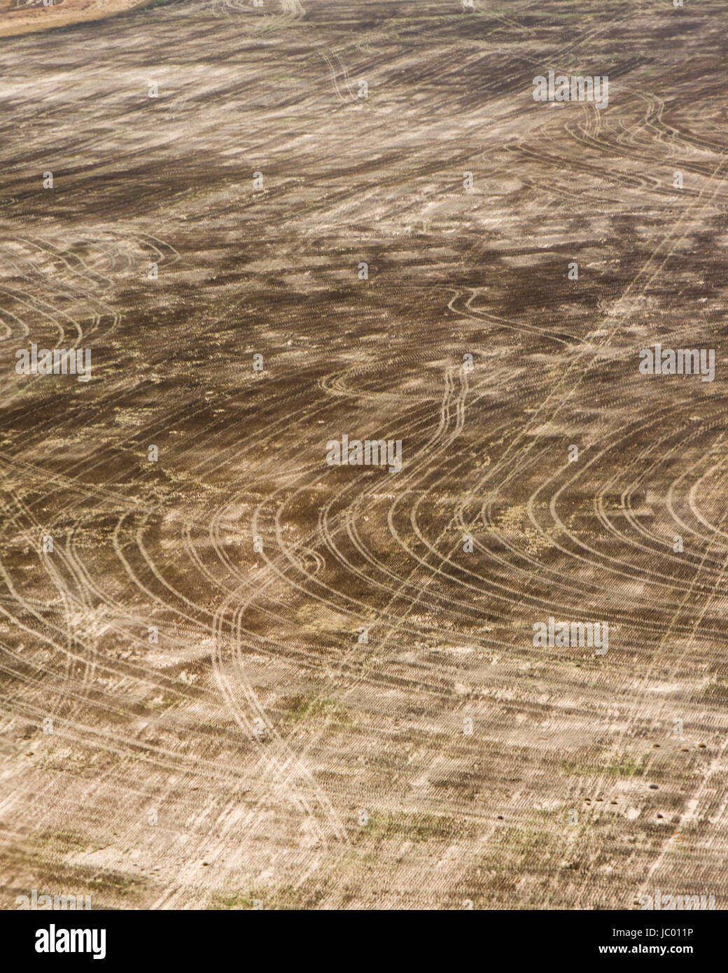 Aerial view of brown fallow cropland that has been harvested Stock ...