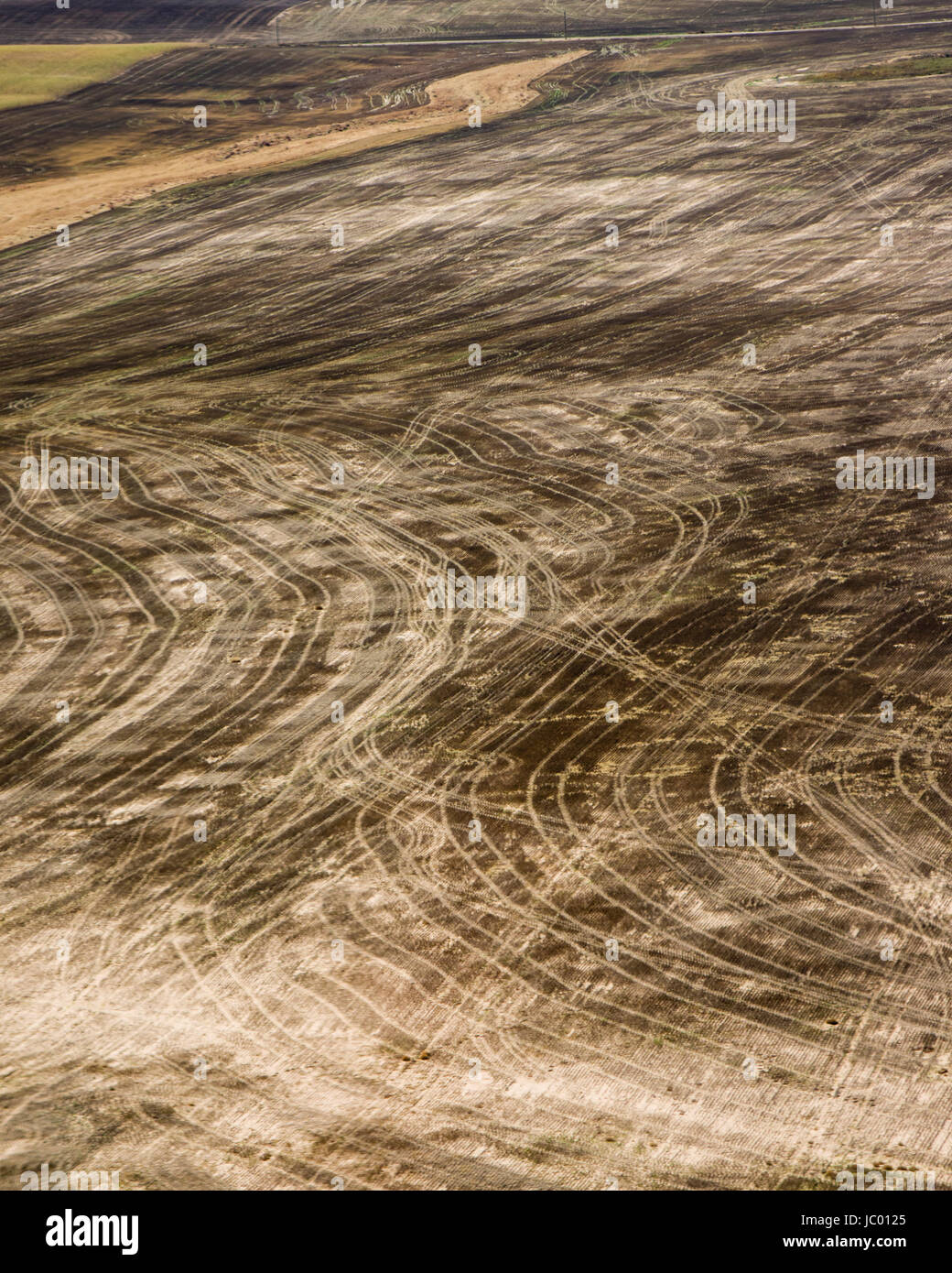 Aerial view of brown fallow cropland that has been harvested Stock ...