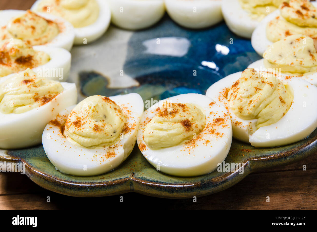 Holiday egg plate with festive deviled eggs Stock Photo - Alamy