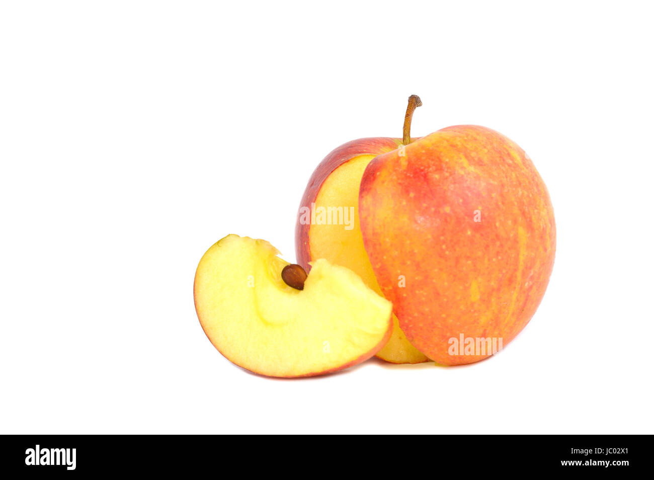 Cut apple with a separated piece isolated on white background Stock ...