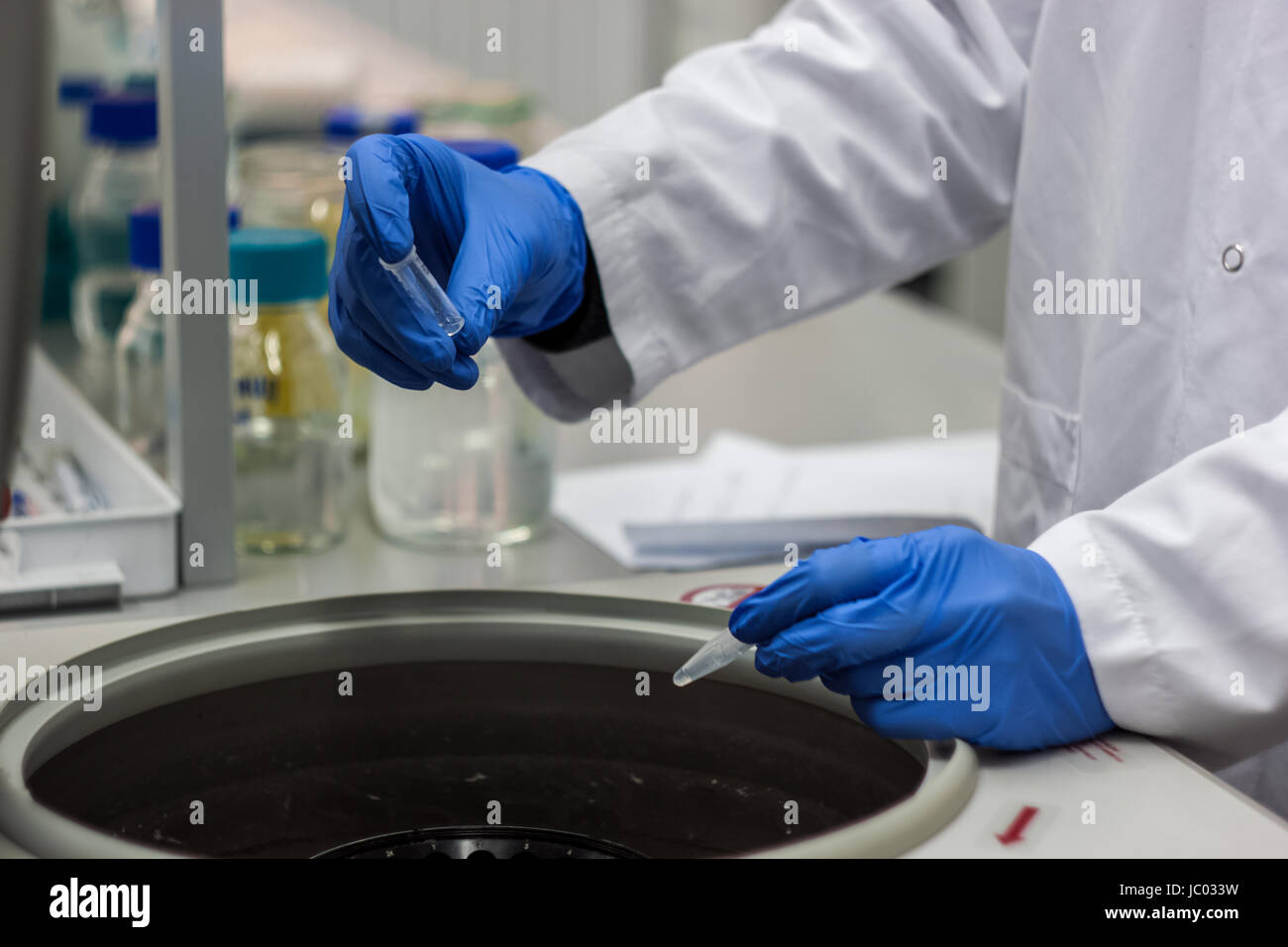 Researcher or scientist or phd student working in a biotechnology ...