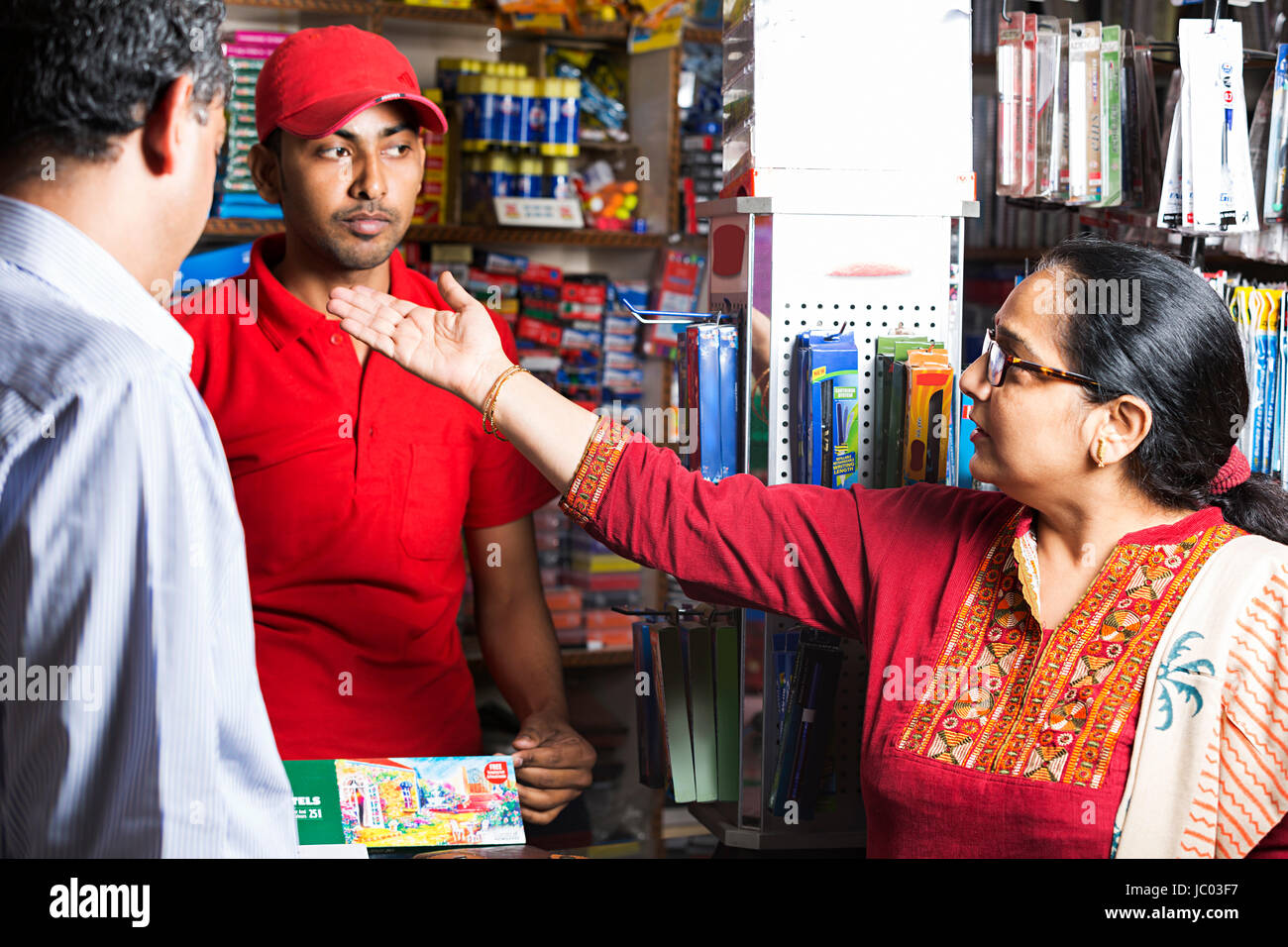 Shopkeeper And Customer Hand Gesturing Product Buying In Stationery ...