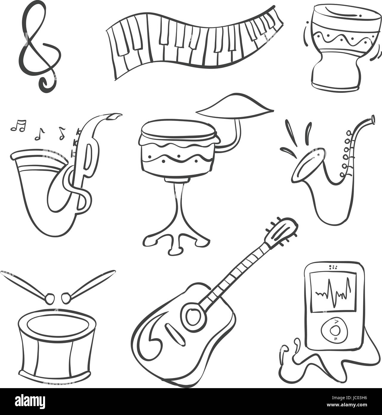 Doodle of music theme hand draw vector art Stock Vector Image & Art - Alamy