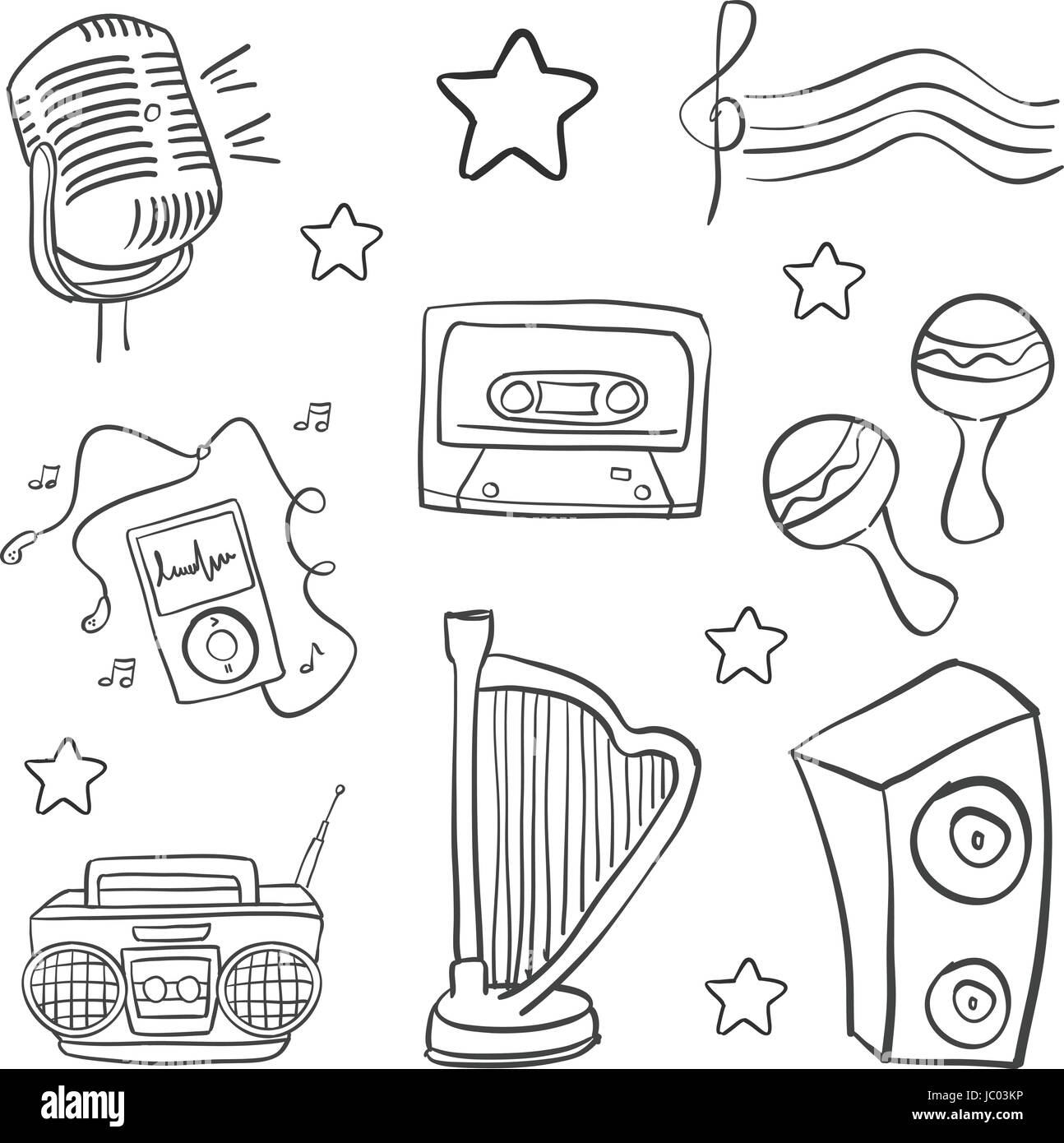 Doodle music object various collection vector art Stock Vector Image ...
