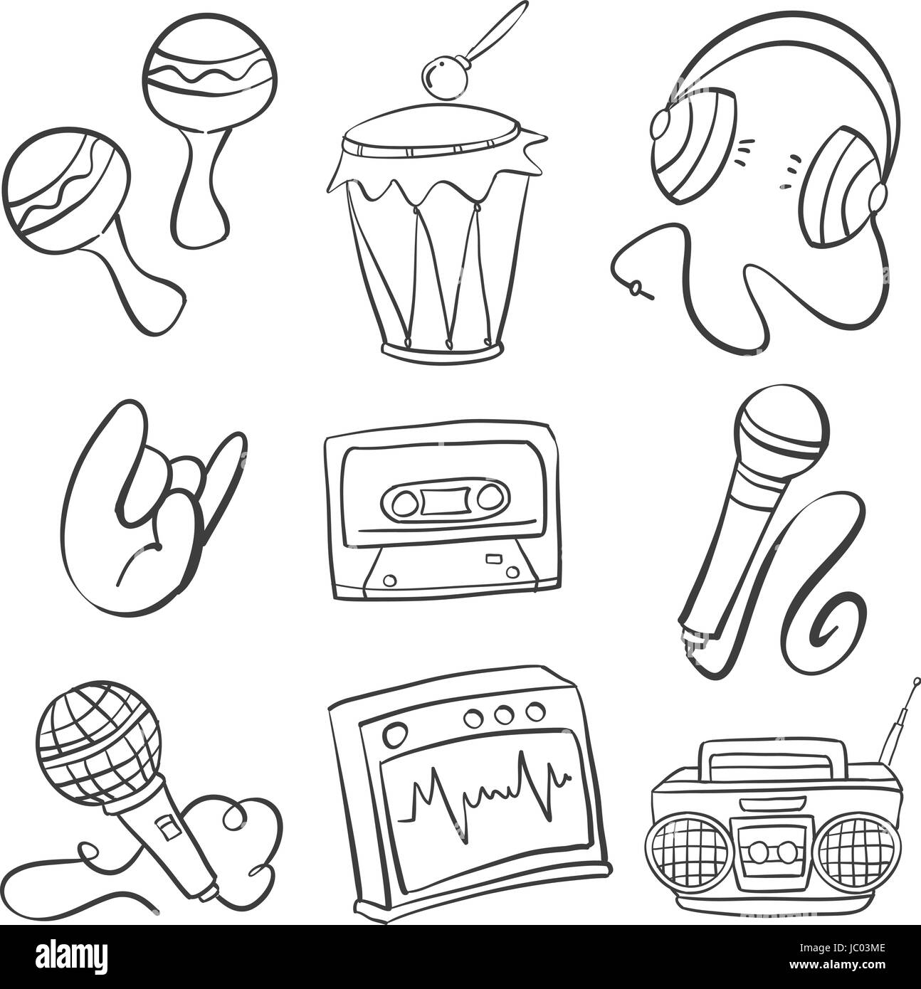 Doodle of various music element vector art Stock Vector Image & Art - Alamy