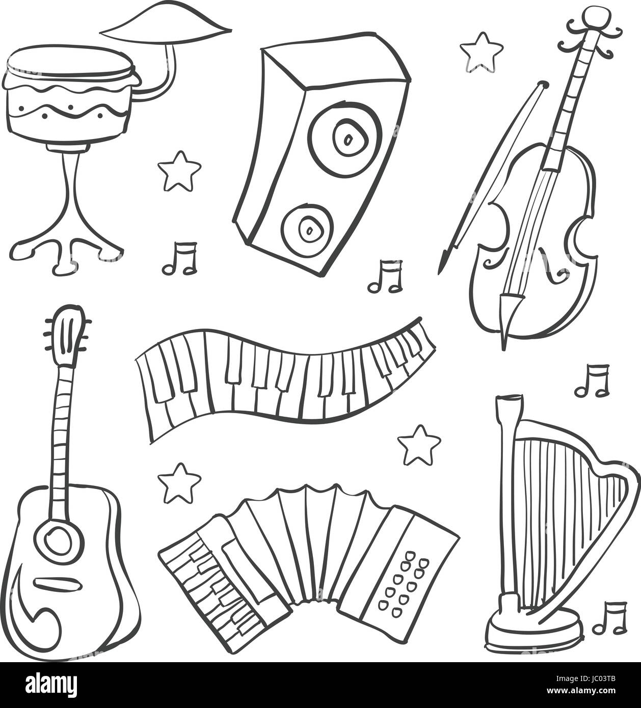Doodle of music element various vector art Stock Vector Image & Art - Alamy
