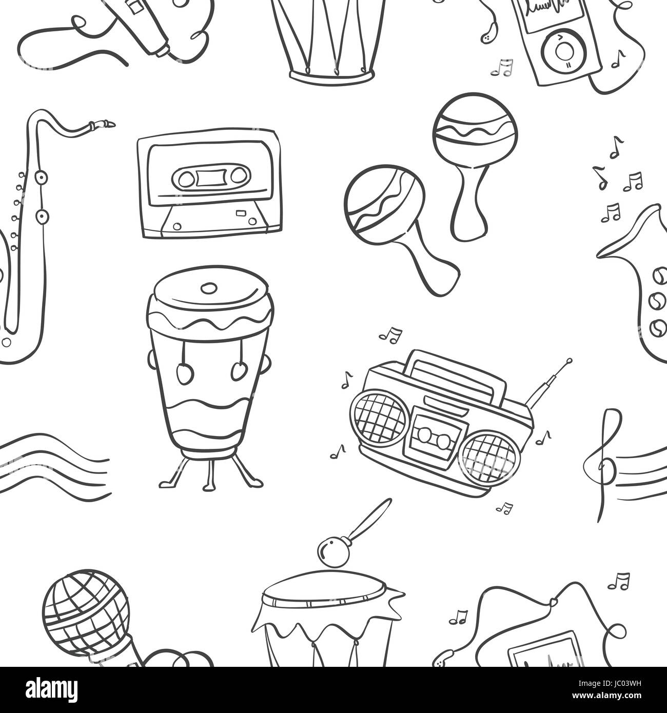 Music doodle style hand draw vector art collection Stock Vector Image ...