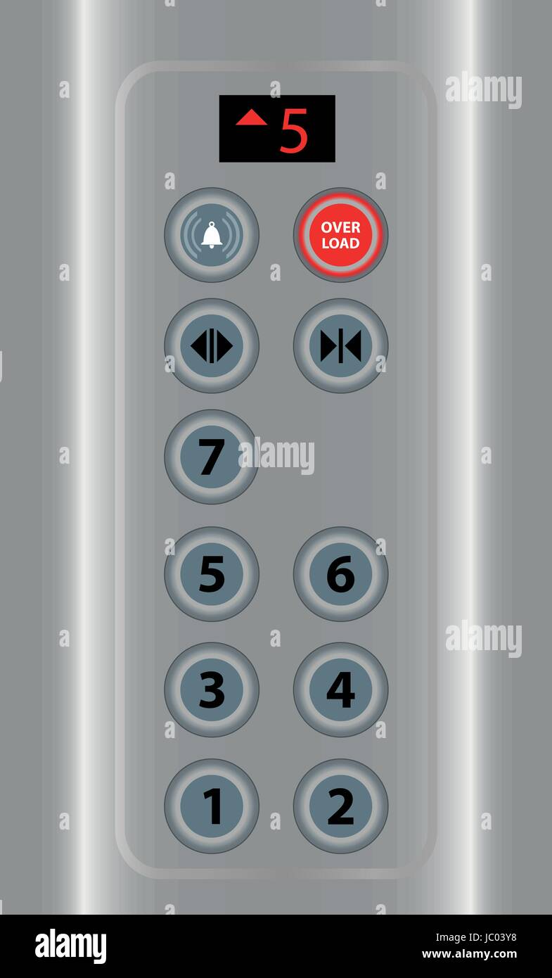 Red sign overload alert in elevator vector illustration Stock Vector ...