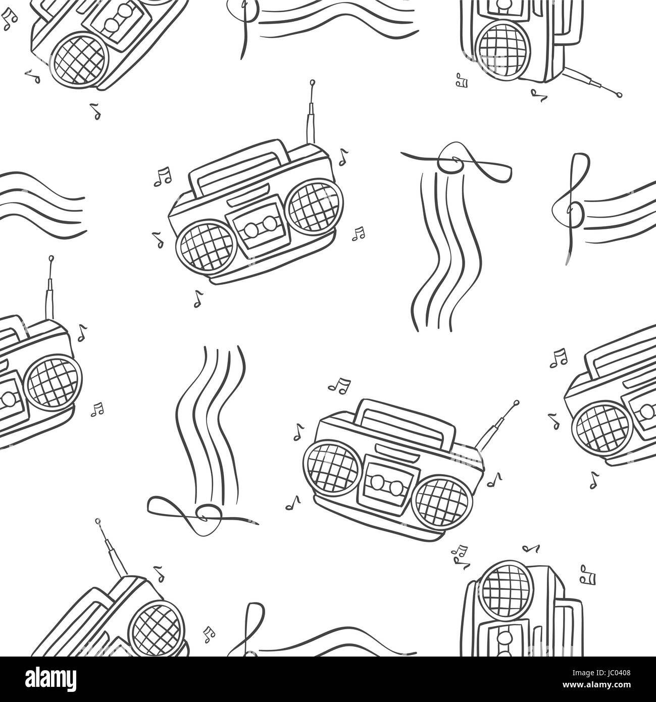 Pattern of radio hand draw vector art illustration Stock Vector Image ...