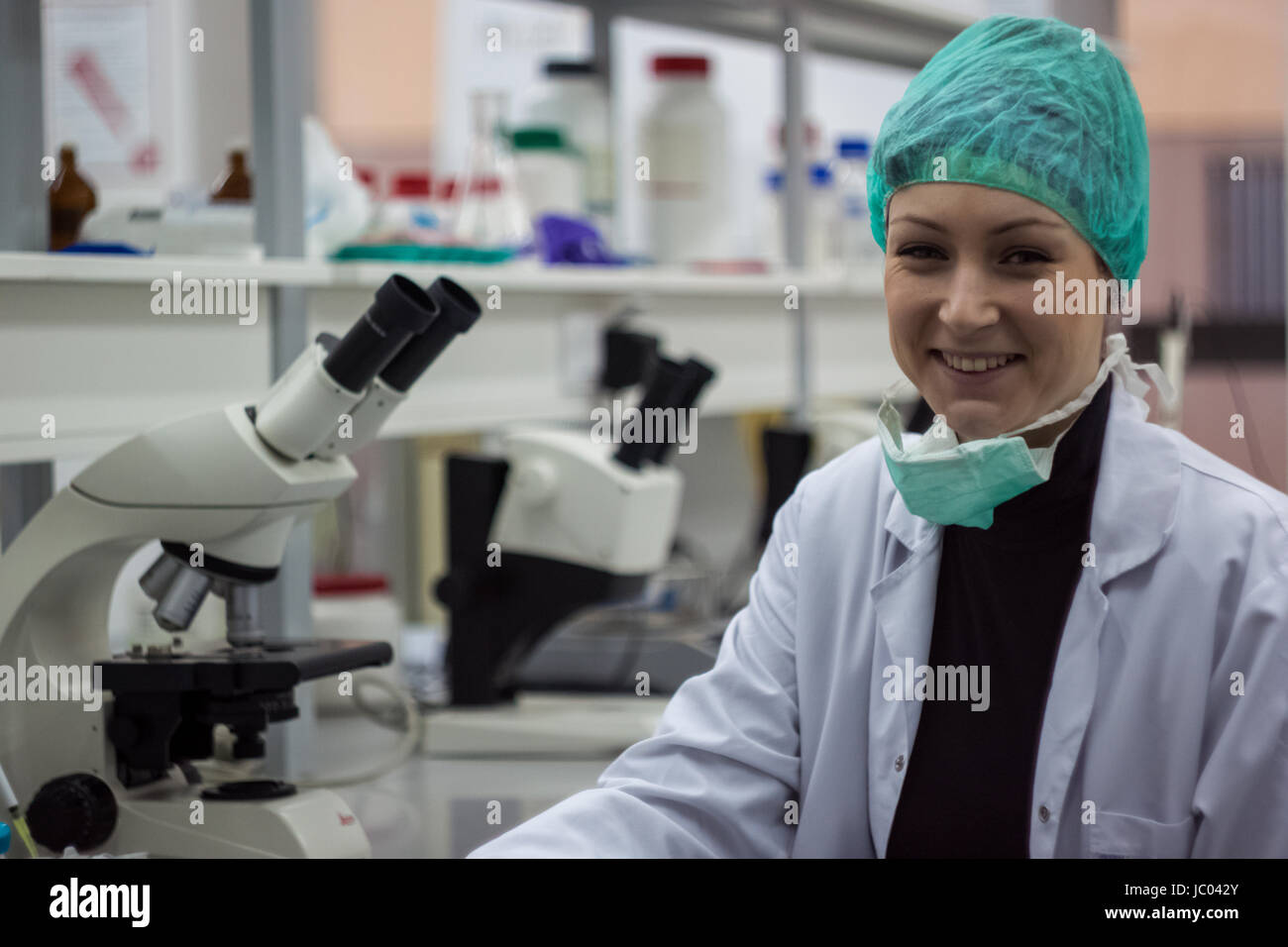 Beautiful female medical or scientific researcher or woman doctor ...