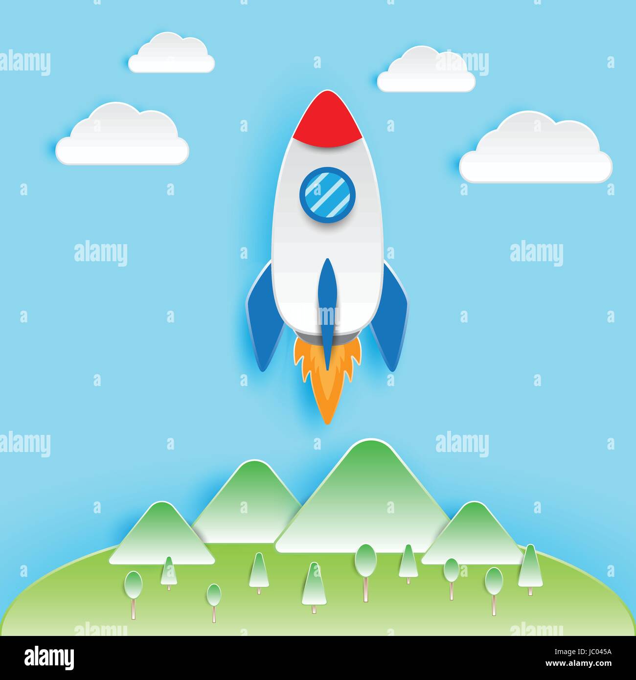 Rocket soaring up sky Stock Vector Images - Alamy