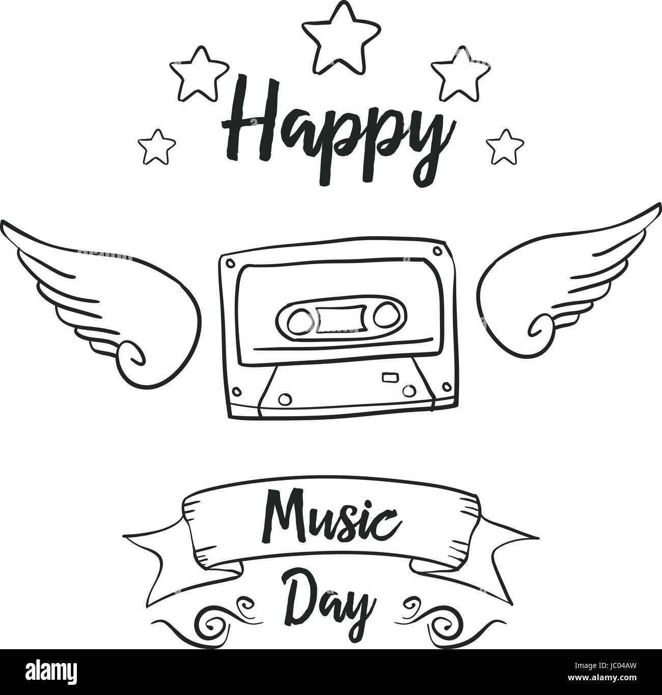 Hand draw music day card hi-res stock photography and images - Alamy