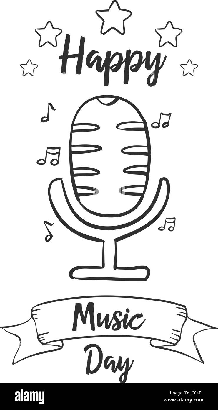 Hand draw music day card hi-res stock photography and images - Alamy