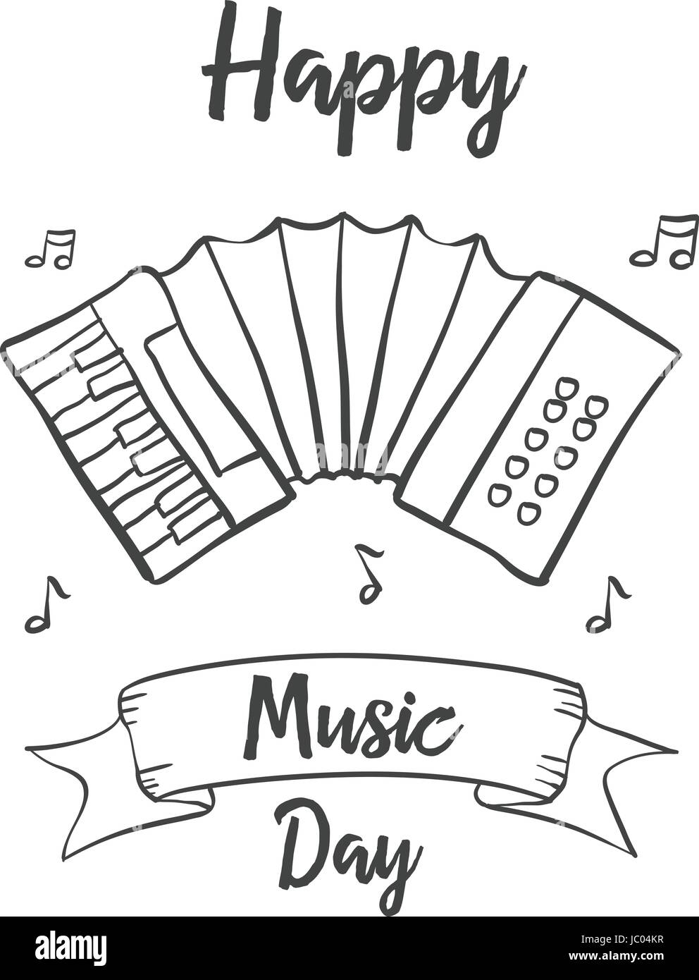 Happy music day celebration hand draw vector art Stock Vector Image ...
