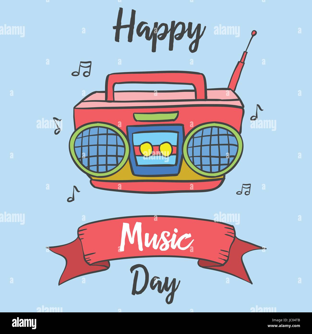 Happy music day celebration card style vector art Stock Vector Image ...